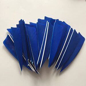 ontfihs 50pcs 3 inch shield archery arrow feather fletches fletching right wing (navy blue)