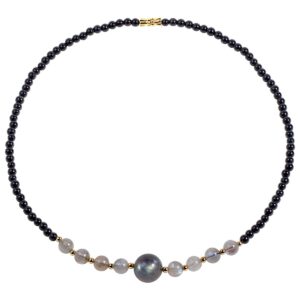 jewever moonstone/black agate choker necklace for women healing crystals and gemstone necklaces balance meditation jewellery gifts