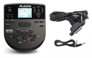 alesis nitro drum module with cable snake and silverline audio 10ft auxiliary cable bundle