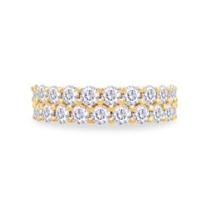 savearth diamonds 2 carat (cttw) round cut lab created moissanite diamond double row anniversary wedding band ring in 14k yellow gold over sterling silver (vvs1 clarity, 2 cttw) size-5.5