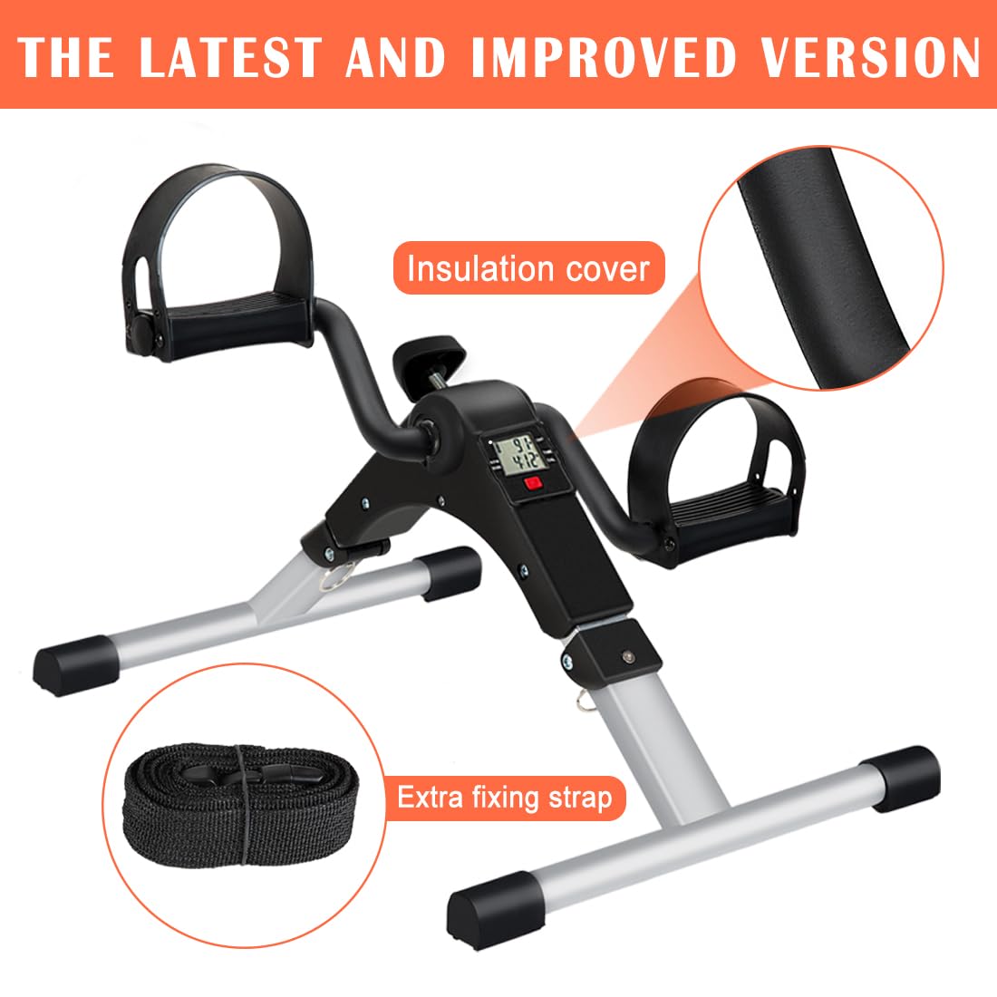 GOREDI Under Desk Bike Pedal Exerciser, Upper & Lower Peddler Exerciser for Seniors with LCD Display, Fitness Folding Arm Leg Workout