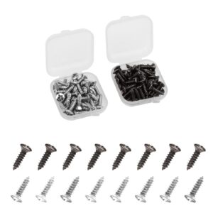 savita 100 pcs guitar pickguard screws, bass pickguard screw set, guitar mounting screws for electric guitar electric bass guards (light black, bright silver)