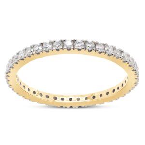 SAVEARTH DIAMONDS 1/2 ct. t.w Lab Created Moissanite Diamond Full Eternity Stackable Wedding Band Ring In 14K Solid Yellow Gold Jewelry For Women (VVS1 Clarity, 0.50 Cttw)-7