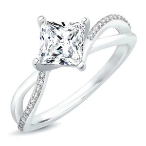 ZLAEBL 1.5 Carat (ctw) Moissanite Engagement Rings for Women Platinum Plated Silver Ring Moissanite Rings,6