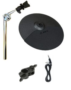 alesis surge/command 10 inch cymbal with choke, 15 inch cymbal arm, clamp and silverline audio 10ft connection cable bundle