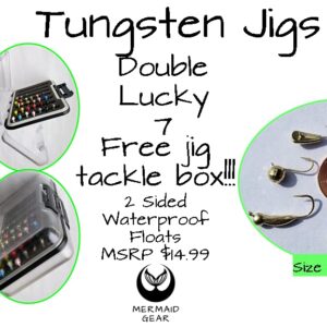 Tungsten Ice Fishing Jigs - Lucky 14 Pack Gold 4-6mm Free Tackle Box Case Included 1-2gm #8-10 Hook Lure Bait Walleye Crappie Panfish Trout