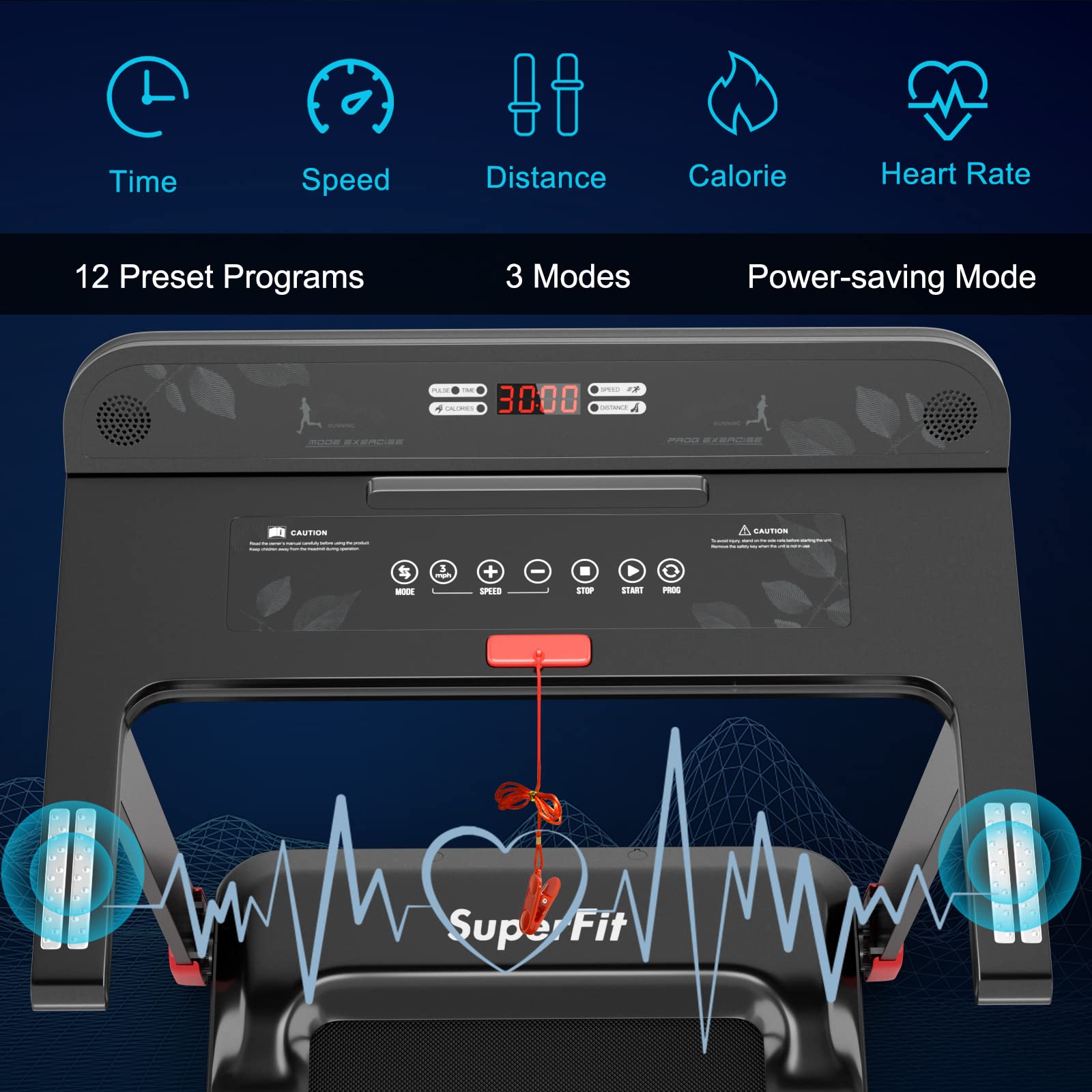 GYMAX Folding Treadmill, Smart APP Control Running Machine with LCD Monitor & Adjustable Device Holder, Portable Treadmill for Home Gym Small Apartment (Red)