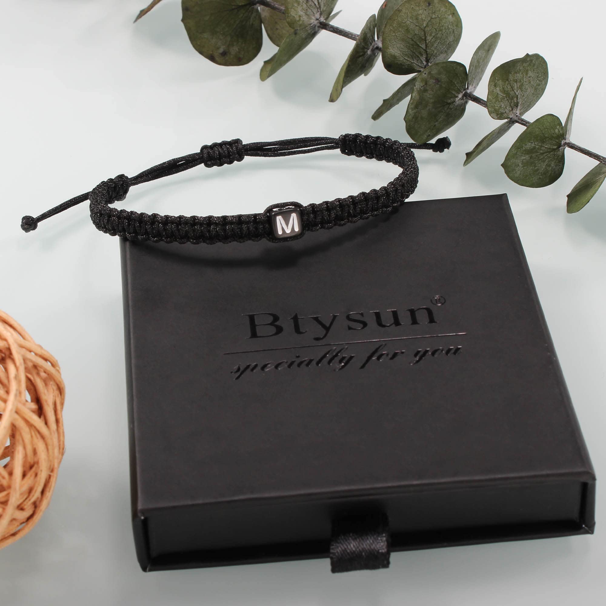 Btysun Initial Bracelets for Women Letter A Braided Bracelet Adjustable Birthday Gifts for Her Christmas Jewelry