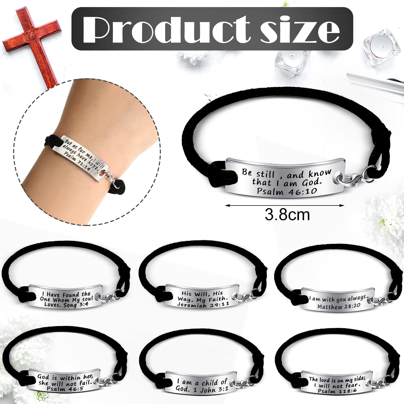 Sureio 30 Pcs Christian Engraved Ornament Jewelry Gift Christian Jewelry Inspirational Jewelry Christian Bracelets Bible Bracelets