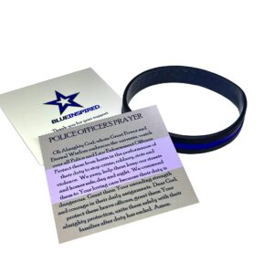 BLUE INSPIRED Thin Blue Line Bracelet and Prayer Card | Back The Blue, Pro Law Enforcement | Navy Blue | Husband/Wife, Men/Women