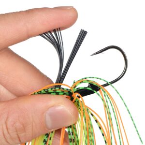 Jigreat Fishing Jig with Weed Guard 3/8 oz Silicone Skirt Fishing Lures for Bass Perch Multi-Color Pack of 6