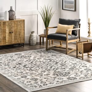 nuloom cassy floral medallion area rug, 4x6, grey