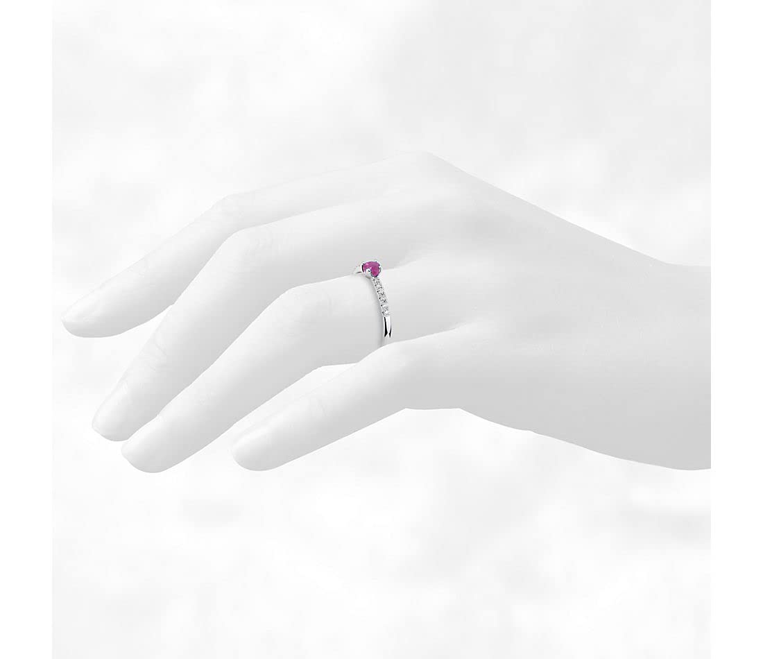 Jewelrygift 925 Sterling-Silver Halo Promise Ring Created Pink Sapphire Gtone Wedding Engagement Solitaire White Cubic Zircon Daily Wear Party Wear Ring Women and Jewelry : 5.5