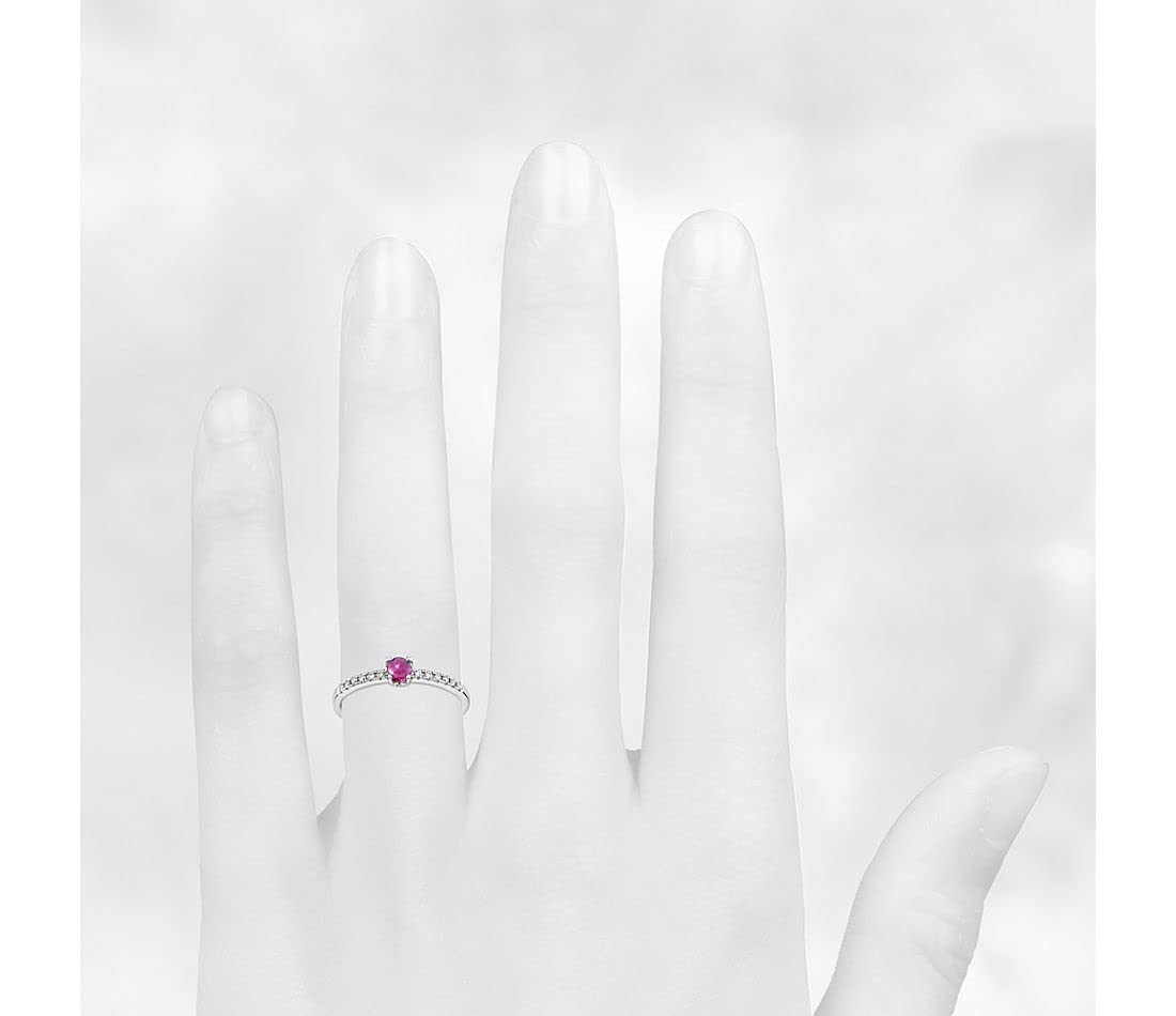 Jewelrygift 925 Sterling-Silver Halo Promise Ring Created Pink Sapphire Gtone Wedding Engagement Solitaire White Cubic Zircon Daily Wear Party Wear Ring Women and Jewelry : 5.5