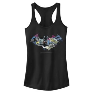 dc comics warner bros. womens batman ripped fill women's fast fashion racerback tank top shirt, black, medium us