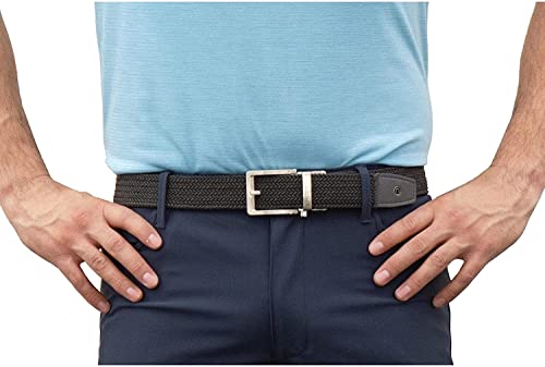 Nexbelt Braided Golf Belt with Ratchet Technology - Cut to Fit Braided Golf Belt for Men - PreciseFit Braided Stretch Golf Belt with 1 3/8" Width Strap - Grey