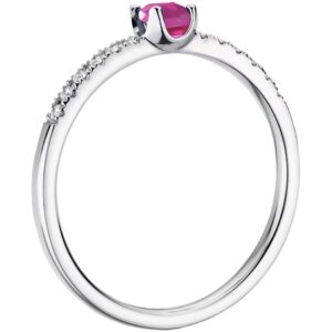 Jewelrygift 925 Sterling-Silver Halo Promise Ring Created Pink Sapphire Gtone Wedding Engagement Solitaire White Cubic Zircon Daily Wear Party Wear Ring Women and Jewelry : 5.5