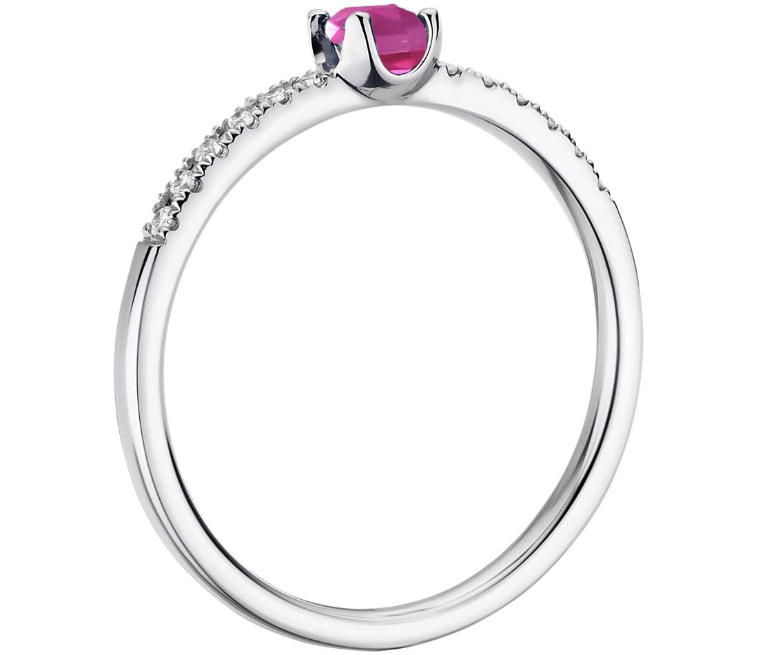 Jewelrygift 925 Sterling-Silver Halo Promise Ring Created Pink Sapphire Gtone Wedding Engagement Solitaire White Cubic Zircon Daily Wear Party Wear Ring Women and Jewelry : 5.5