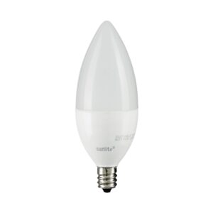 sunlite 80786 led b11 frosted torpedo tip chandelier light bulb, 7 watts (60w equivalent) 500 lumens, candelabra e12 base, dimmable energy star and etl certified, 3000k warm white, 1 count