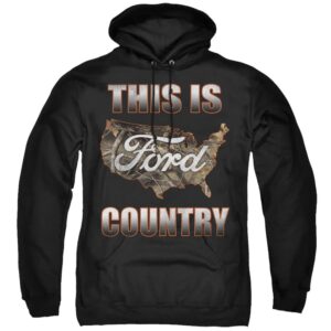 logovision ford go further orange camo unisex adult pull-over hoodie,black, medium