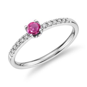 Jewelrygift 925 Sterling-Silver Halo Promise Ring Created Pink Sapphire Gtone Wedding Engagement Solitaire White Cubic Zircon Daily Wear Party Wear Ring Women and Jewelry : 5.5