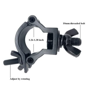 Quick O truss lighting clamp Fit 1.26-1.38" heavy duty aluminum alloy 165 LBs Hook Clamps for DJ lighting truss clamps (Black) (2PCS)