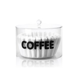 noki basket coffee filter holder, clear acrylic coffee pod holder with lid, large capacity nespresso k cup organizer for coffee bar & kitchen countertop