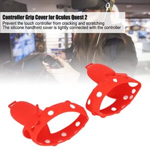 Crisist VR Joystick, VR Controller Handle Silicone Antislip Adjustable Washable Comfortable with Strap for Quest 2(red)