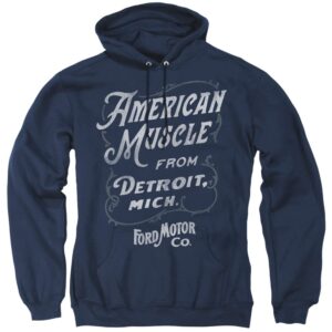 logovision ford american muscle classic script unisex adult pull-over hoodie,navy, x-large