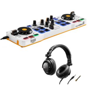 hercules djcontrol mix dj software controller with algoriddim djay app bundle with hercules hdp dj45 closed-back, over-ear dj headphones