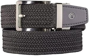 nexbelt braided golf belt with ratchet technology - cut to fit braided golf belt for men - precisefit braided stretch golf belt with 1 3/8" width strap - grey