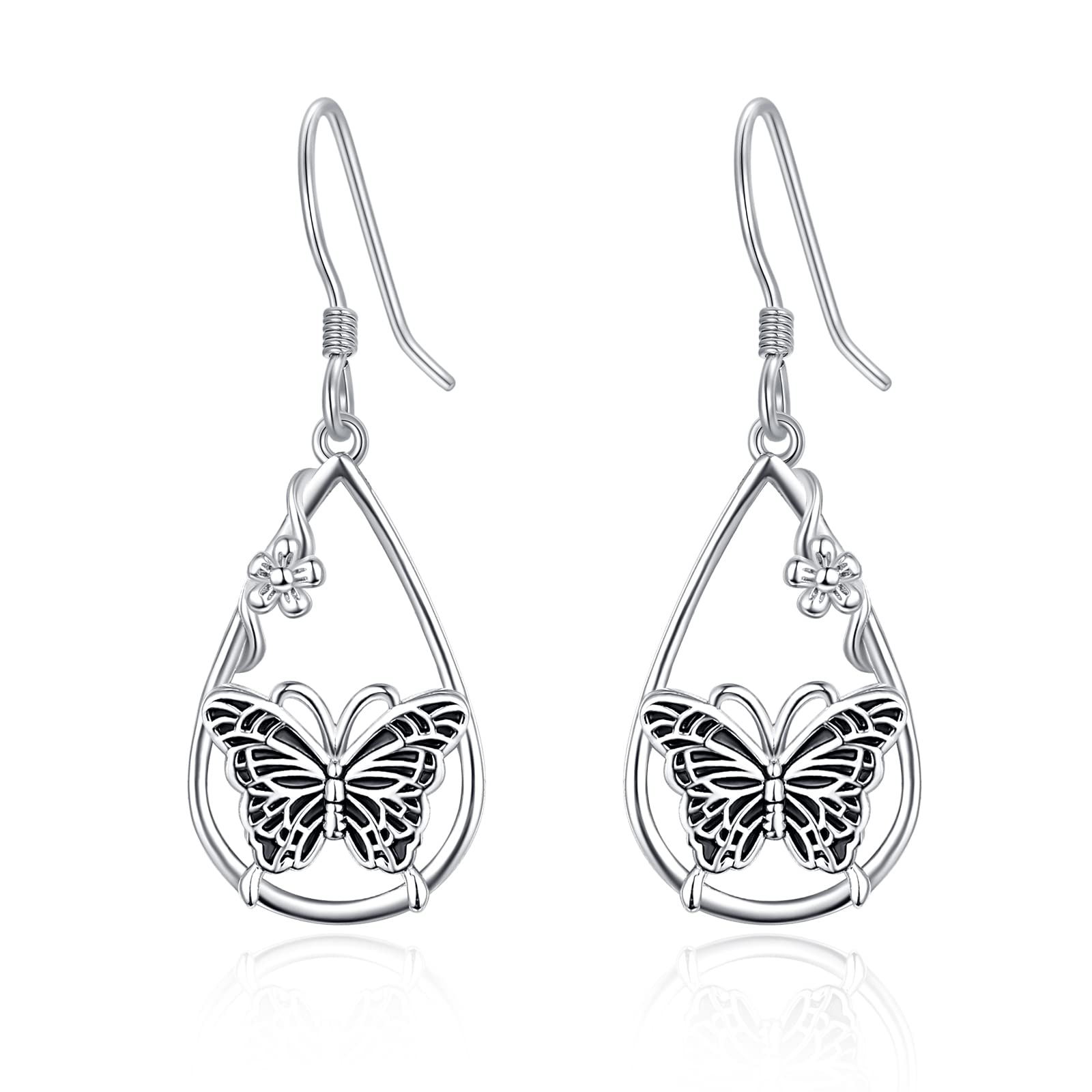 Palpitate Butterfly Earrings Butterfly Dangle Earrings 925 Sterling Silver Hypoallergenic Dangle Butterfly Earrings for Women Jewelry Gifts