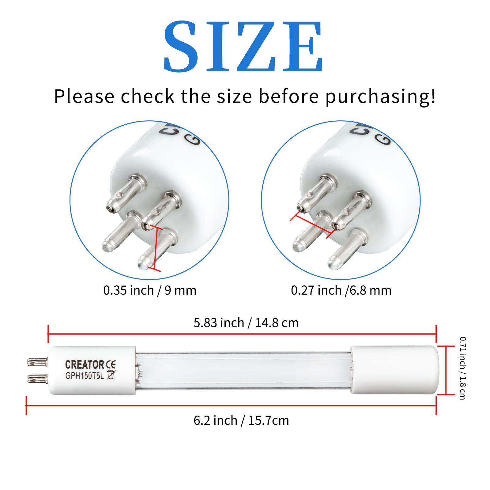 COOSPIDER 5 Watt Replacement Bulb, Spare Lamp Bulb for Sunsun JUP-02, CUV-305, CUV-505, CUP-805 Filter Machine