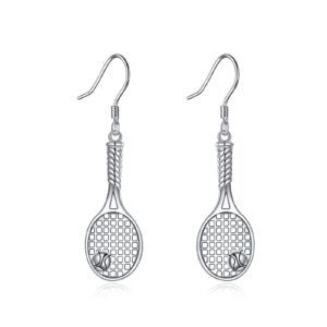 yfn tennis racket earrings sterling silver tennis dangle earrings sport jewelry gifts for women tennis lover