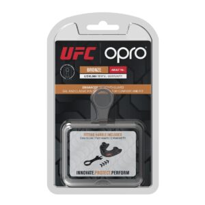 OPRO Bronze Level UFC Adult and Youth Sports Mouthguard with Case and Fitting Device, Gum Shield for UFC, MMA, Boxing, BJJ and Other Combat Sports (Black, Adult)