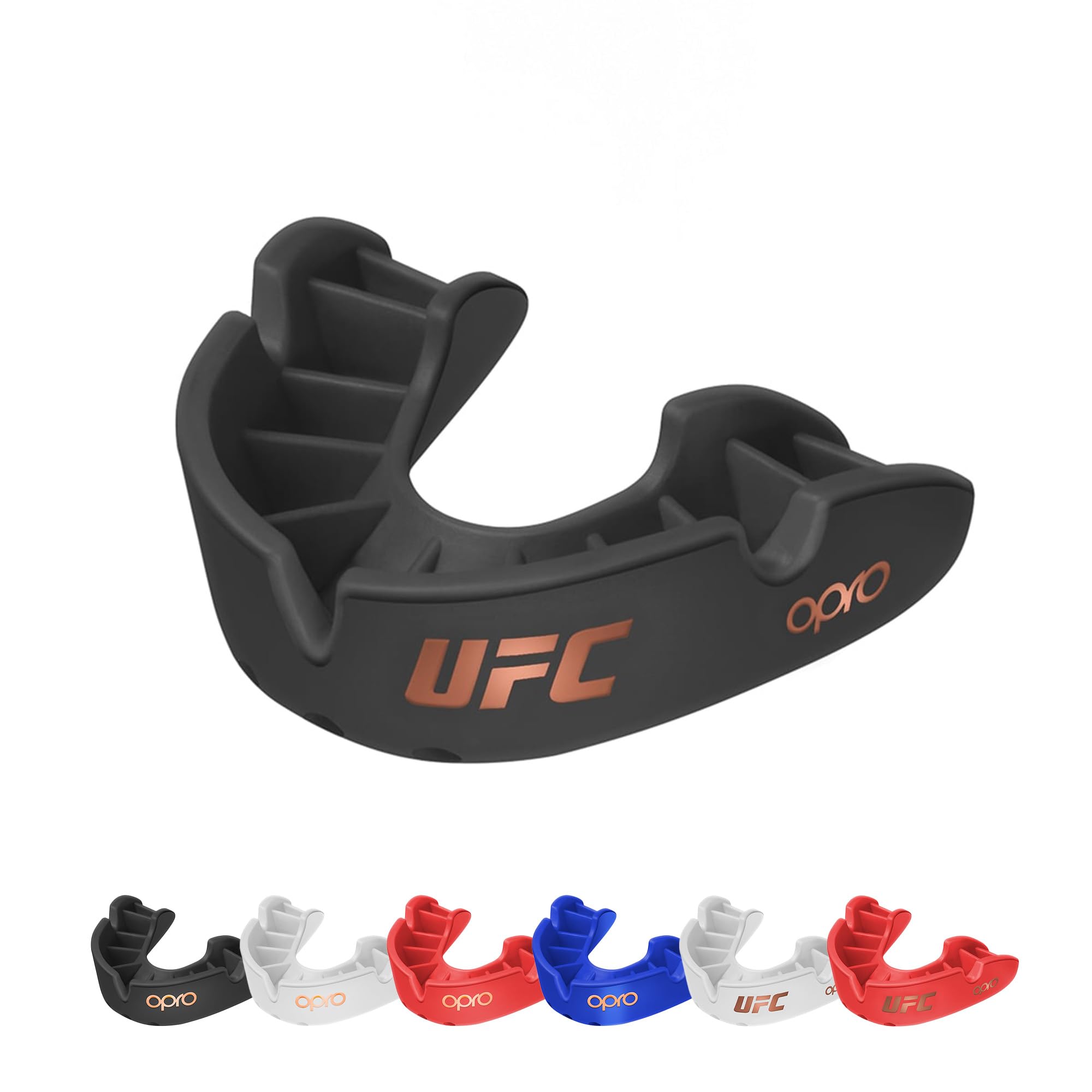 OPRO Bronze Level UFC Adult and Youth Sports Mouthguard with Case and Fitting Device, Gum Shield for UFC, MMA, Boxing, BJJ and Other Combat Sports (Black, Adult)