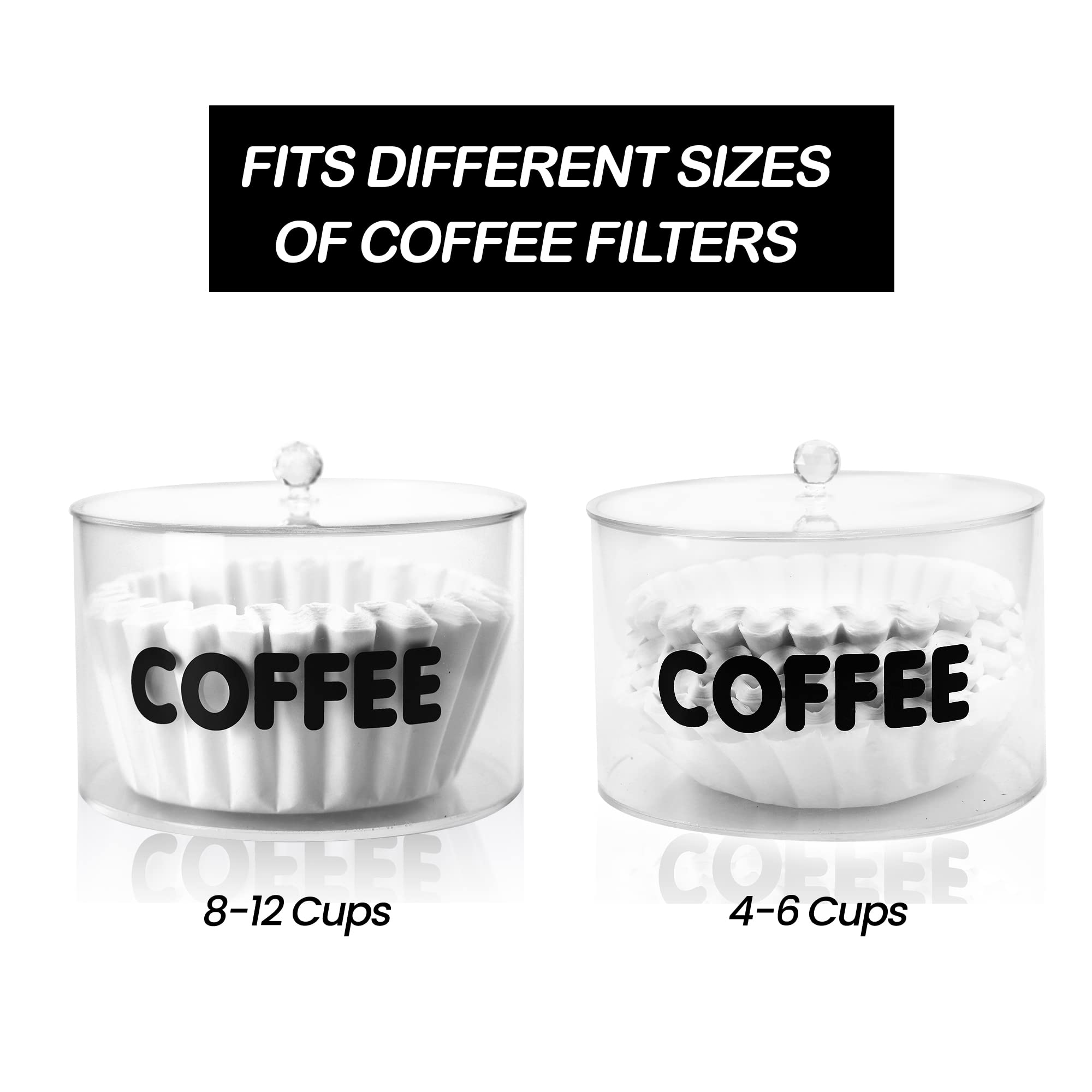 NOKI Basket Coffee Filter Holder, Clear Acrylic Coffee Pod Holder with Lid, Large Capacity Nespresso K cup organizer for Coffee Bar & Kitchen Countertop