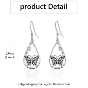 Palpitate Butterfly Earrings Butterfly Dangle Earrings 925 Sterling Silver Hypoallergenic Dangle Butterfly Earrings for Women Jewelry Gifts