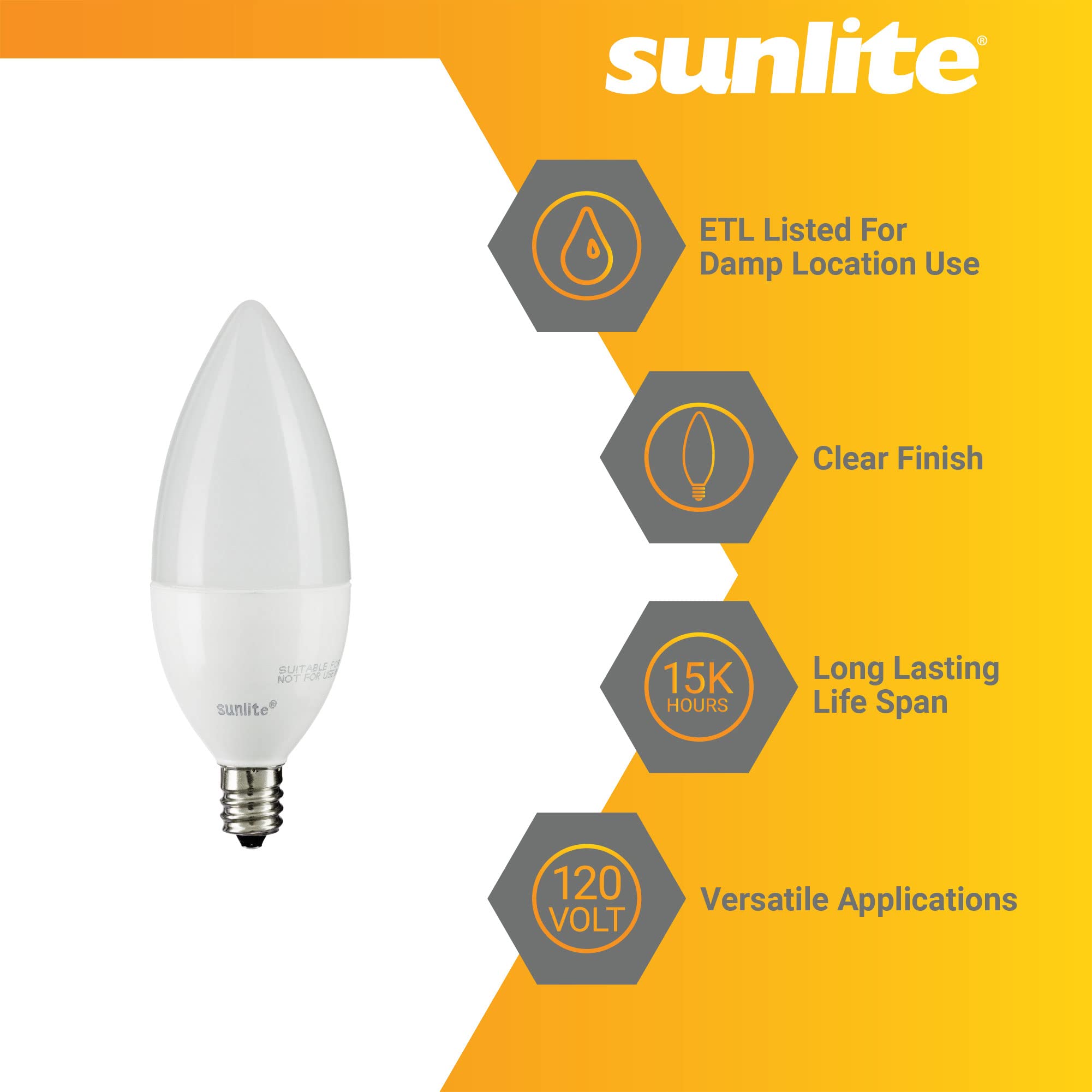 Sunlite 80786 LED B11 Frosted Torpedo Tip Chandelier Light Bulb, 7 Watts (60W Equivalent) 500 Lumens, Candelabra E12 Base, Dimmable Energy Star and ETL Certified, 3000K Warm White, 1 Count