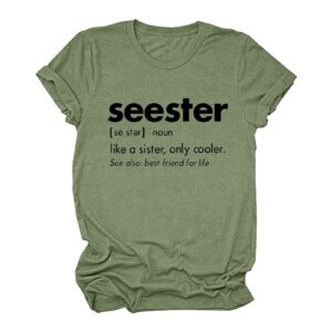 bcdlily women seester print t shirt blouse casual short sleeve tops round neck tees shirts (xxl, green)