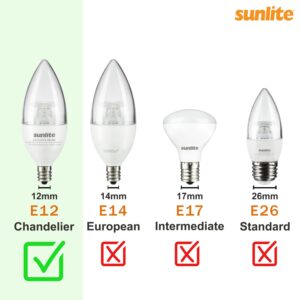 Sunlite 80786 LED B11 Frosted Torpedo Tip Chandelier Light Bulb, 7 Watts (60W Equivalent) 500 Lumens, Candelabra E12 Base, Dimmable Energy Star and ETL Certified, 3000K Warm White, 1 Count