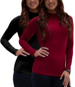 devops women's 2 pack thermal turtle long sleeve shirts compression baselayer tops