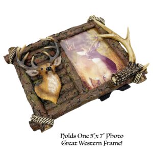 Urbalabs Western Hunter Deer Faux Antler 3D Cabin Picture Photo Frame Country Decor Picture Frame 5 x 7 Rustic Gifts Farmhouse Picture Frames Standing 5x7 Elaborate Picture Frame