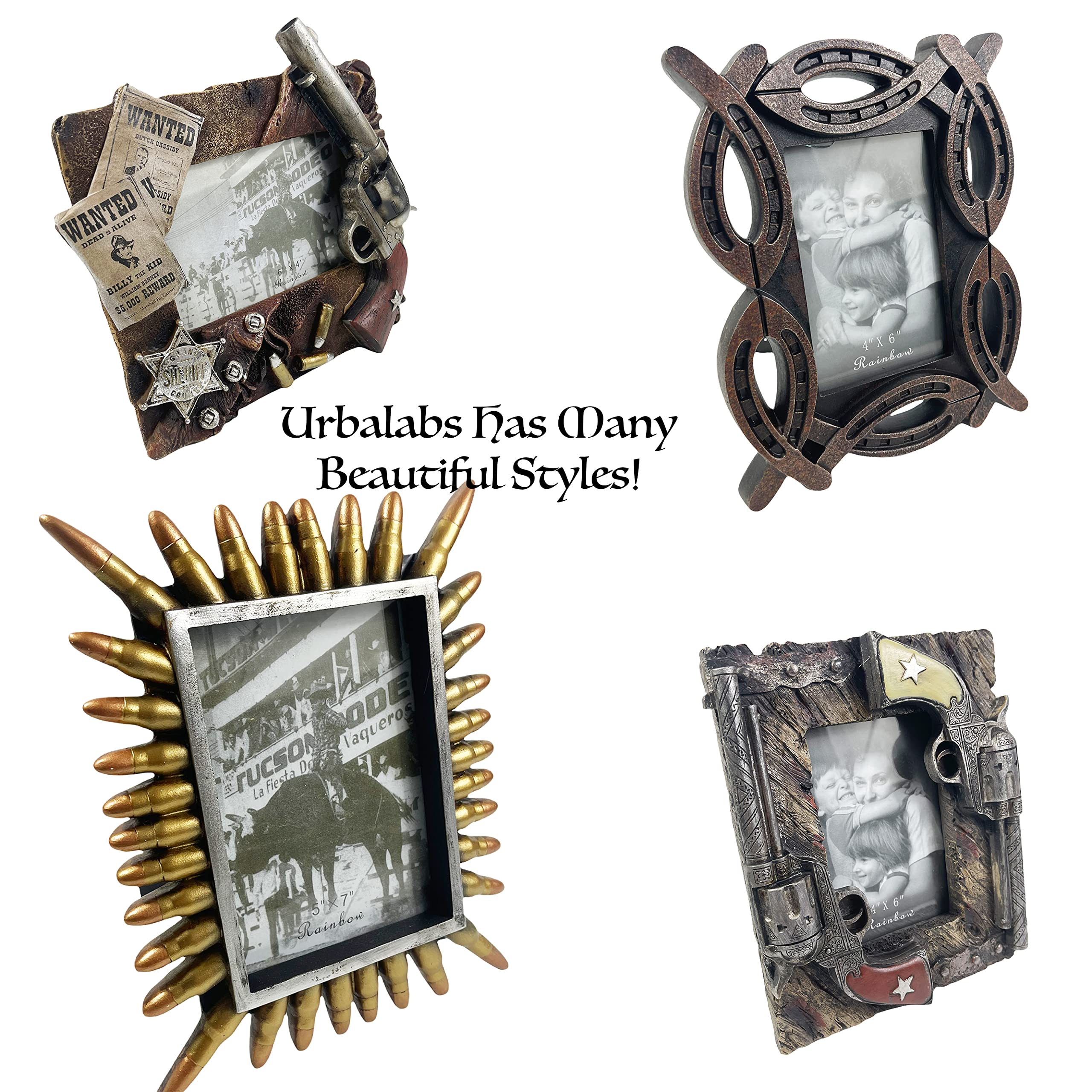 Urbalabs Western Hunter Deer Faux Antler 3D Cabin Picture Photo Frame Country Decor Picture Frame 5 x 7 Rustic Gifts Farmhouse Picture Frames Standing 5x7 Elaborate Picture Frame