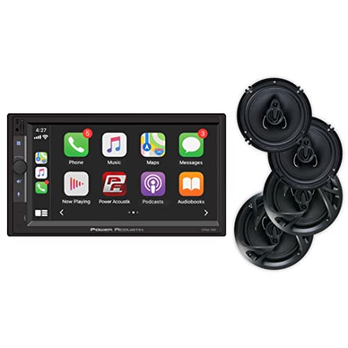 Power Acoustik Car Stereo Combo | CarPlay/Android Auto 7 HD LCD with Capacitive Touchscreen Receiver & (4) 6.5 Speakers | Double Din | CPAAM7-S2