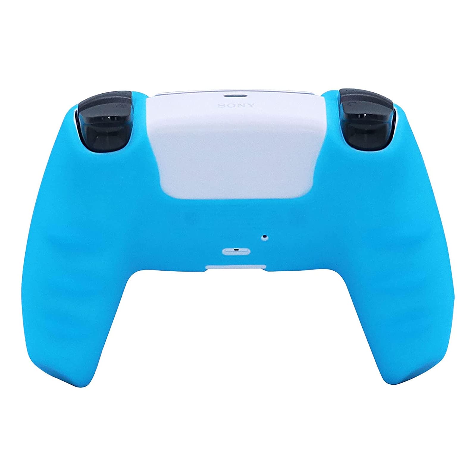 HLRAO Blue PS5 Controller Skin Silicone Grip Glow in Dark Protective Case for PS5 Controller with 8 Glow in The Dark Thumb Grips Caps + 2 Cute Cat Paw Thumb Grips Caps.