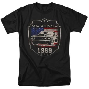 ford mustang 1969 flag unisex adult t shirt,black, small