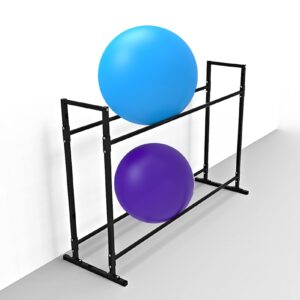 heavy duty yoga ball holder storage organizer, metal floor standing yoga balls display stand, for home gym, studio, or commercial (color : black)