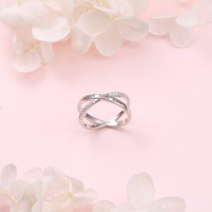 Cross Rings for Women Sterling Silver Faith Hope Love Rings Engagement Inspirational Jewelry Wedding Band Ring Size 8