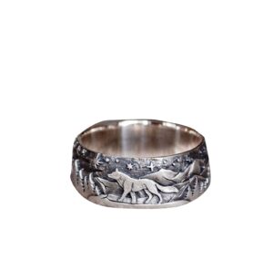 winnerlion women's loyal wolf ring couple retro pair ring fashion ring mens womens spinner band ring 925 sterling silver statement boho rings for women (silver men, b10)